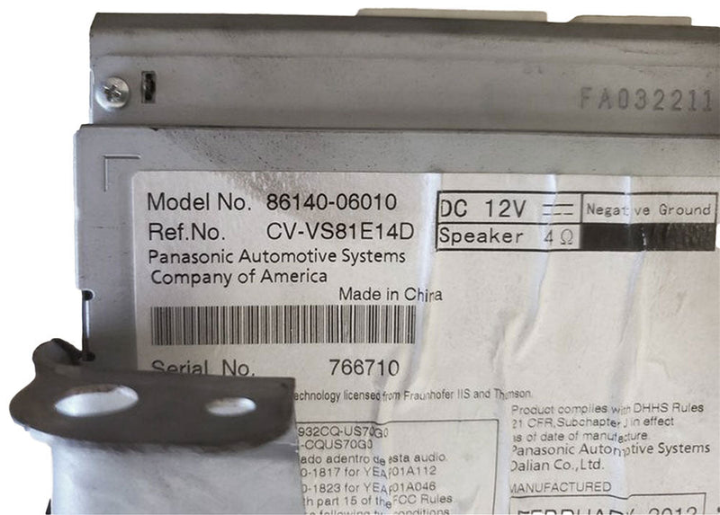 2012-2013 Toyota Camry Radio Display Receiver AM FM 57012 86140-06010 ...